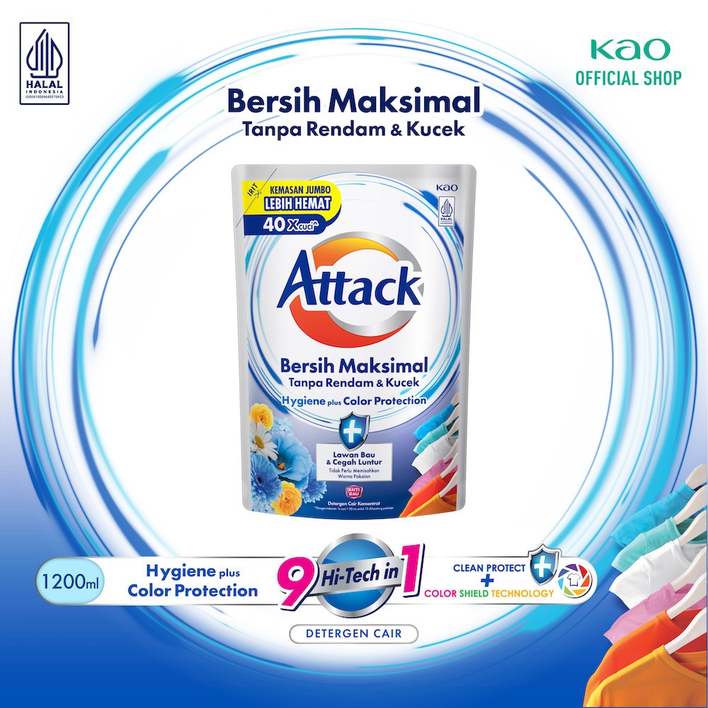 Jual Attack Hygiene Plus Detergent Cair 1200ml, detergent untuk mesin ...