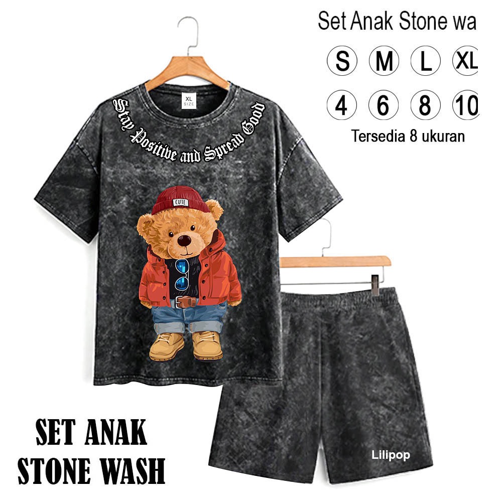 Jual Baju Anak Stelan Usia 1-10 Tahun 3/4 STONE WASH Cowok Cewek Celana ...