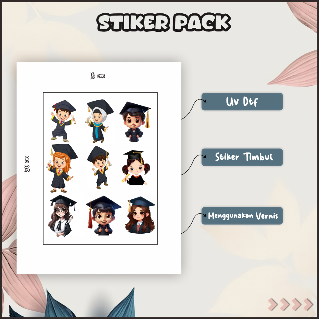 Jual Stiker Sticker Setiker Setikker Pack UV DTF Motif Toga Graduation ...