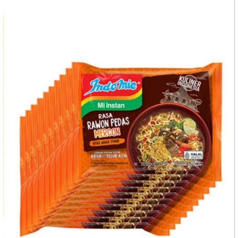 Jual Indomie Mi Instan arasa Rawon Pedas Mercon 75 g x 5 bks | Shopee ...