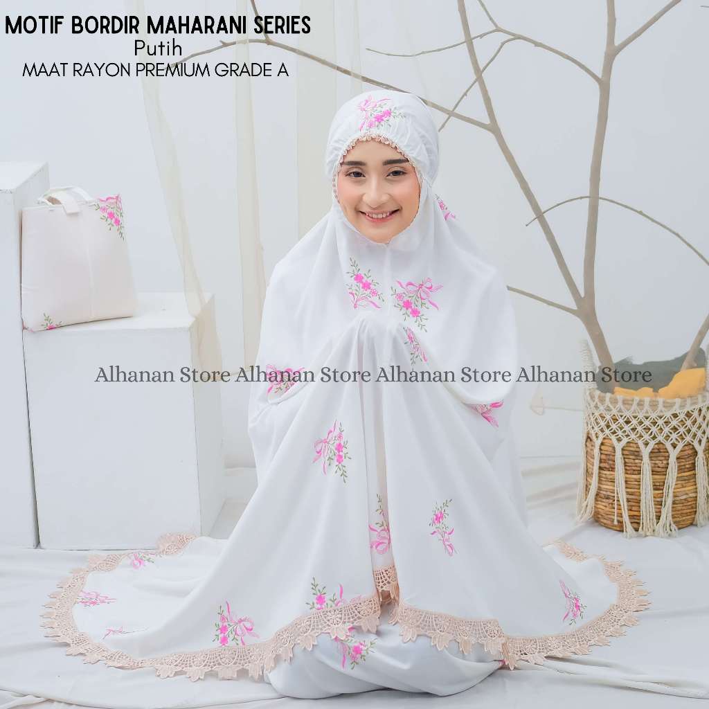 Jual Mukena Dewasa Putih Bordir Maharani Bunga Mukenah Alhanan | Shopee ...