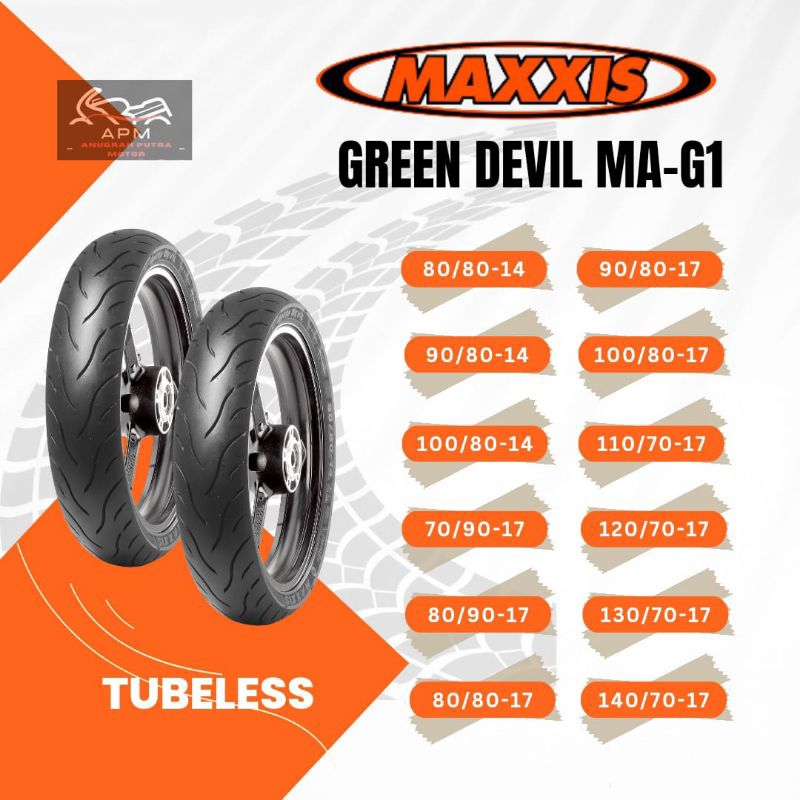 Jual BAN LUAR MAXXIS GREEN DEVIL TUBELESS RING 17 DAN 14 UKURAN 70 80 ...