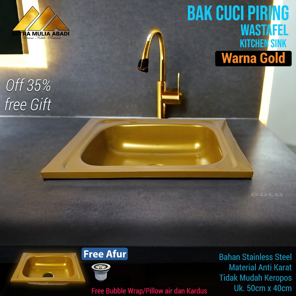 Jual Bak Cuci Piring GOLD EMAS Stainless Steel 50cm Fullset / Paket ...