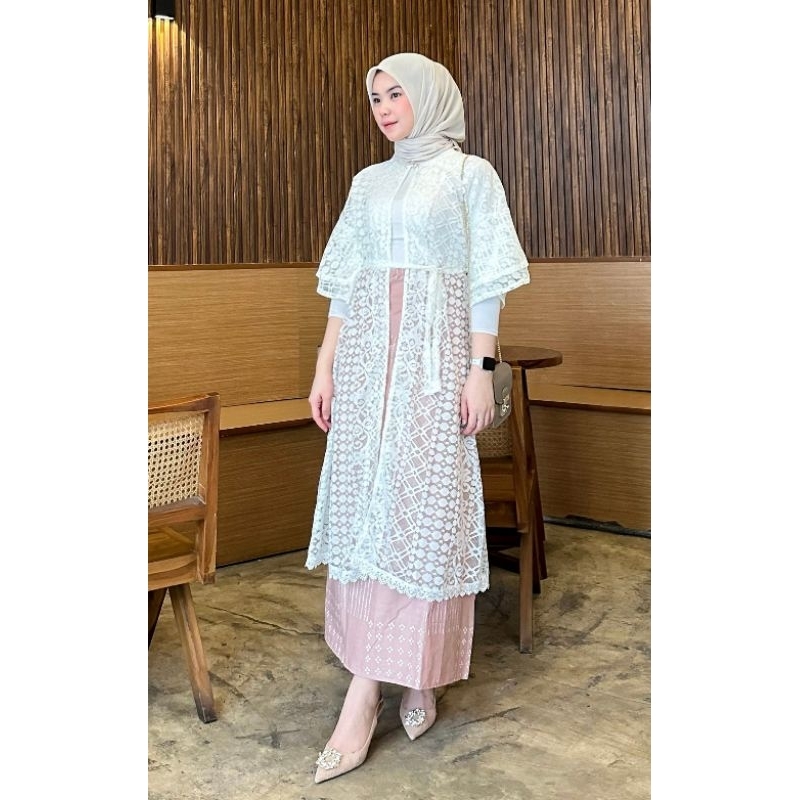 Jual Orelle Outer Brukat Cardigan Brokat Lengan Pendek Ruffle atasan ...