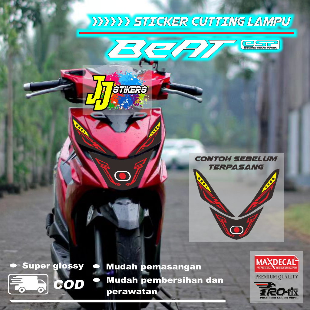 Jual Stiker Lampu Beat Esp/Street 2017-2019/Sticker Cutting Lampu ...