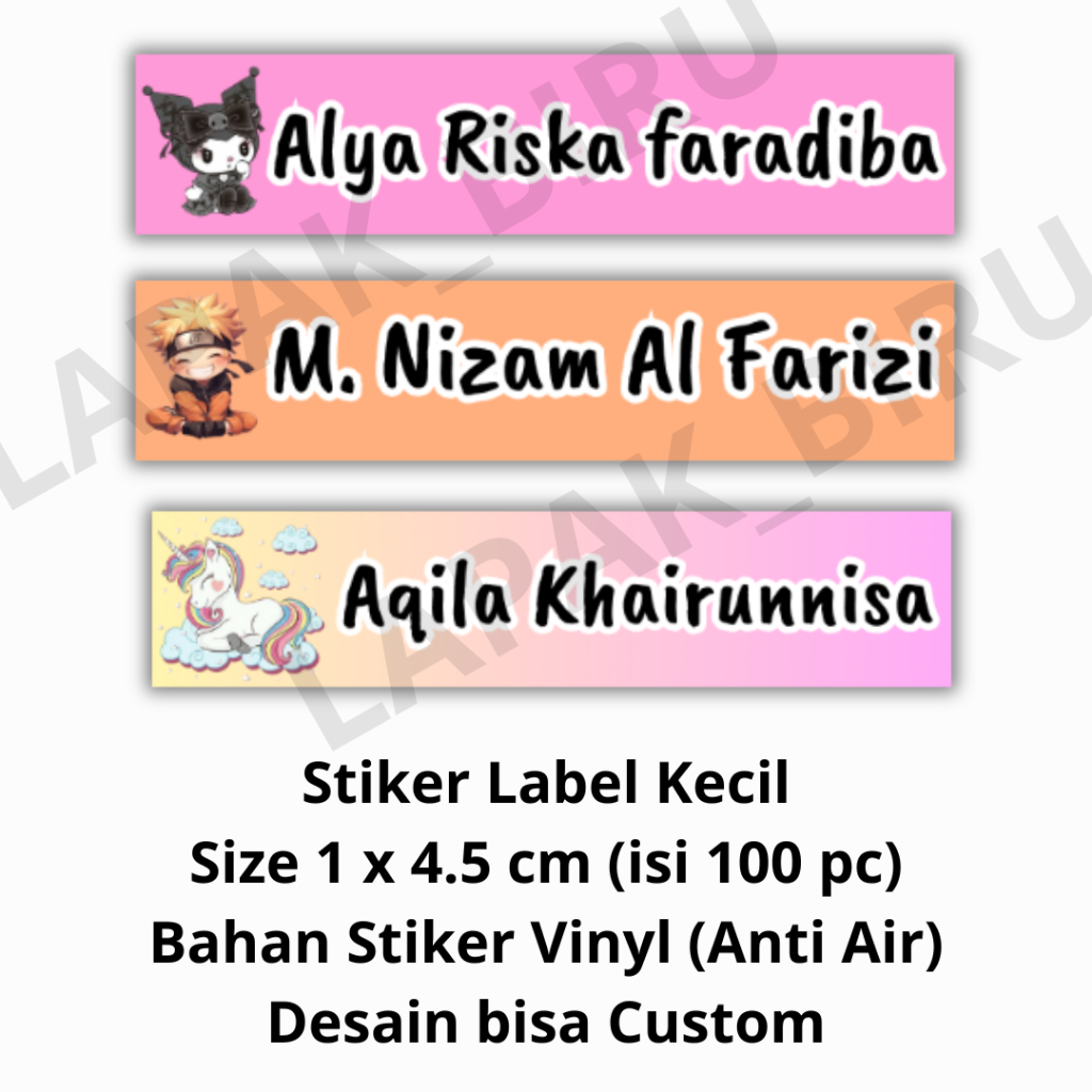 Jual stiker label kecil waterproof size 1,1x5 cm (isi 100pc) | Shopee ...