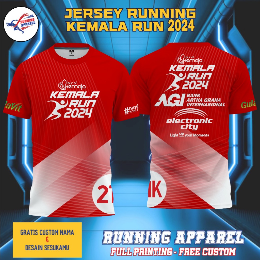 Jual Baju olahraga Lari Jersey Running Pria/Wanita KEMALA RUN 2024 ...