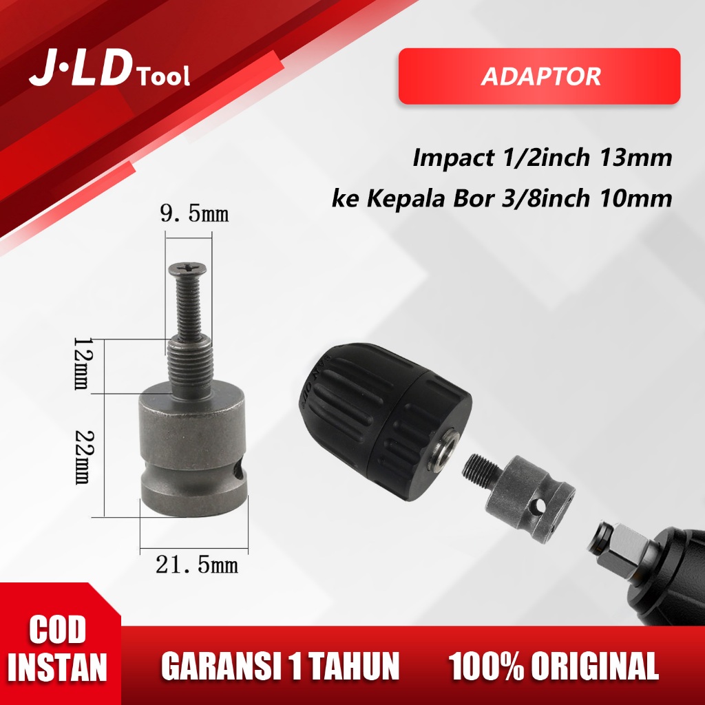 Jual JLD Adaptor Impact 1/2inch ke bor 3/8inch Impact Baterai 13mm to ...