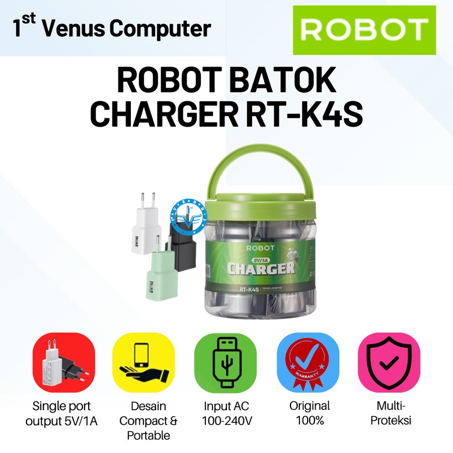 Jual Batok Charger ROBOT RT K4S Adapter Smart Charging 5V 1A / BAT01-ROB | Shopee Indonesia