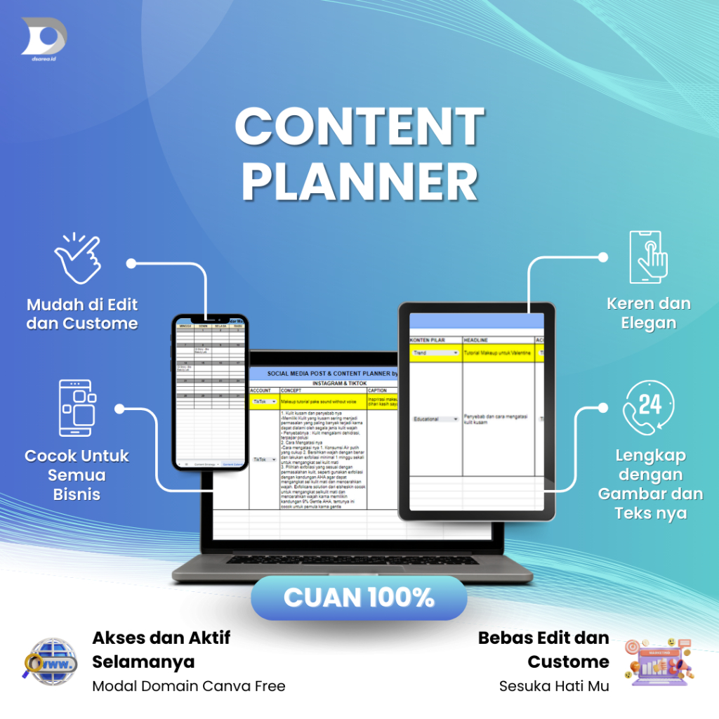 Jual DSAREA Template Content Planner Strategi Kalender KOL | Shopee ...