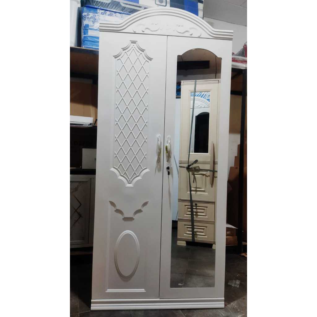 Jual KHUSUS BOGOR Lemari pakaian besi 2 pintu cermin Classic Lemari ...