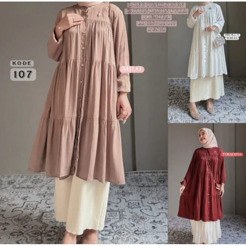 Jual LONG TUNIK SUSUN BAHAN CATTON RAYON TWILL PREMIUM BUSUI | Shopee ...