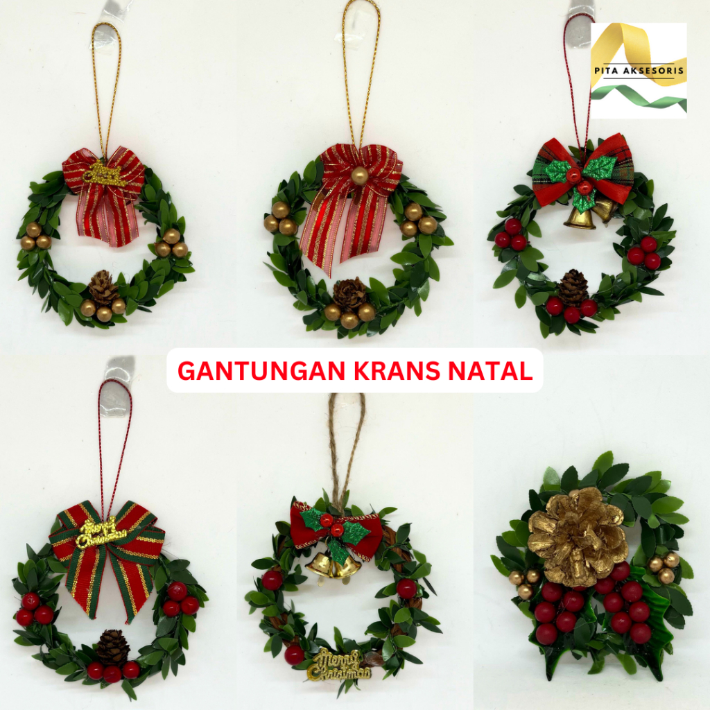 Jual Dekorasi Krans Natal Hiasan Gantungan Pohon Pintu Natal Daun ...