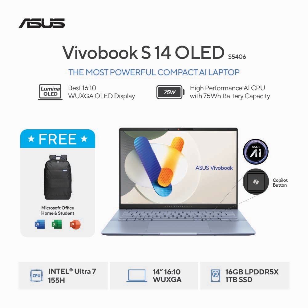 Jual ASUS Vivobook S 14 OLED S5406MA-OLED714 - Mist Blue [Intel® Core ...