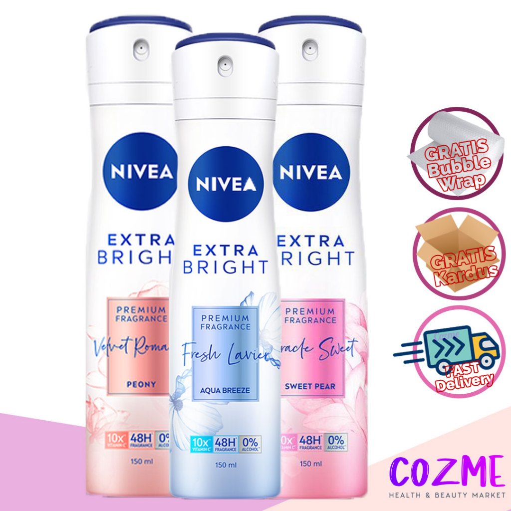 Jual NIVEA Extra Bright Deodorant Spray Premium Fragrance150mL | Shopee ...