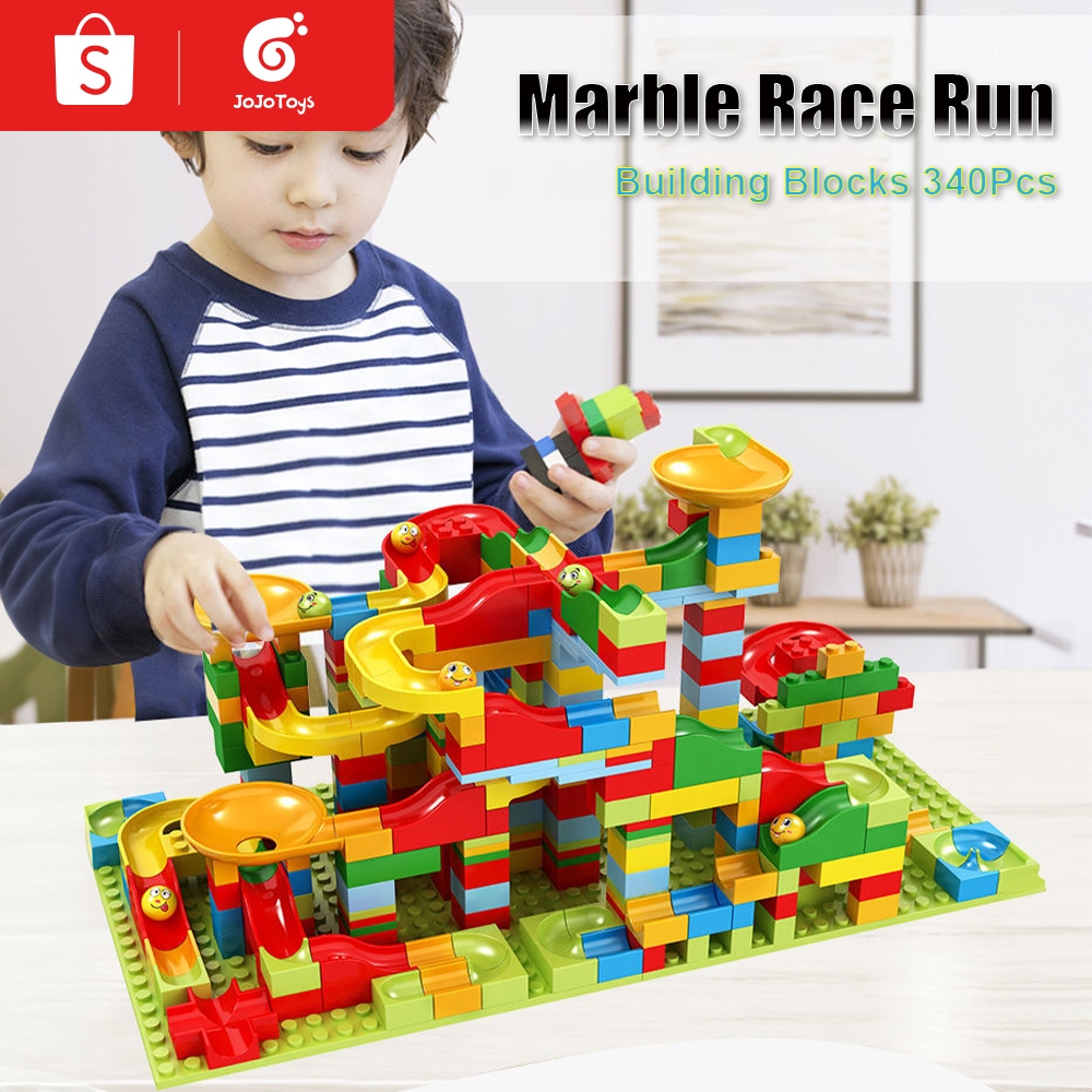 Jual Jojotoy Mainan Building Blocks 340Pcs Marble Race Run Maze Blocks ...