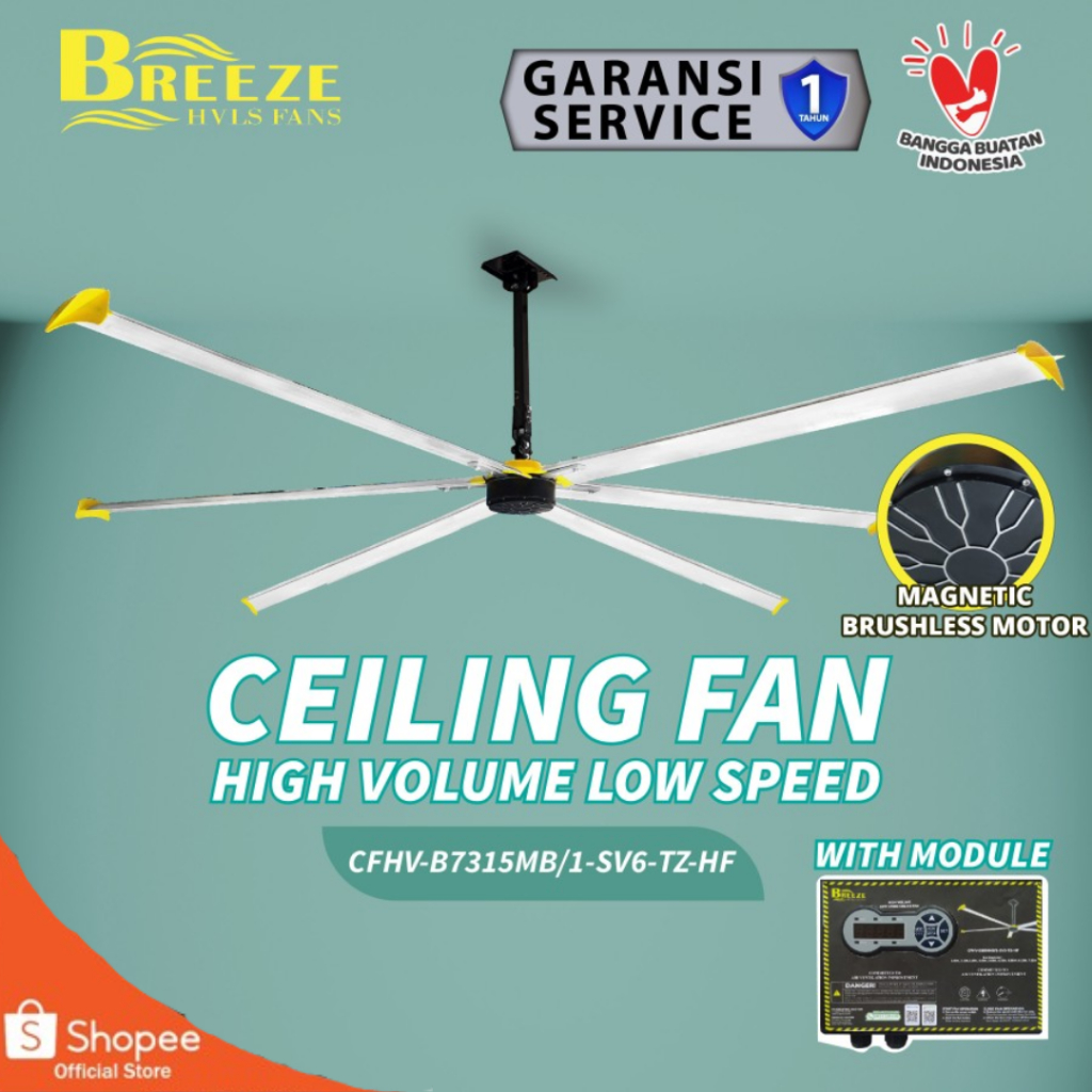 Jual Breeze Kipas HVLS Big Ceiling Fan CFHV-B7315MB/1-SV6-TZ-HF ukuran ...
