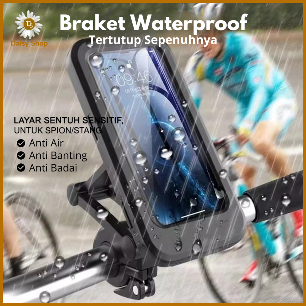 Jual (DS) Holder Hp Motor Waterproof Anti Air untuk Di Stang Motor atau Sepeda / Phone Holder ...