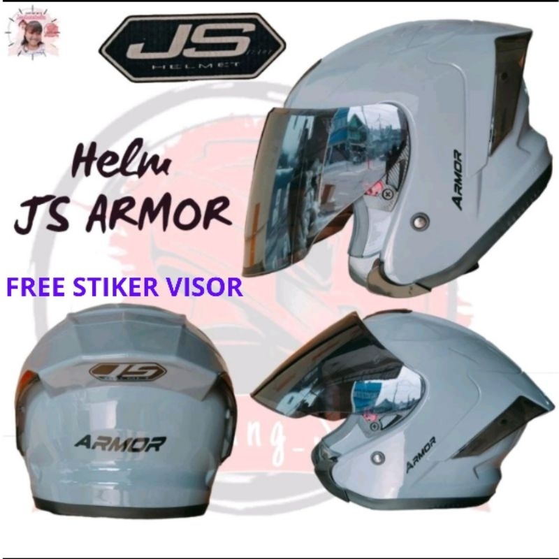 Jual helm JS armor original HALF FACE SOLID POLOS VISOR DARK SMOKE SNI ...