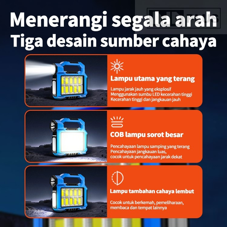 Jual DJDPlus Lampu Sorot Portabel Ringan Yang Kuat Senter Surya Luar Ruangan Daya Tinggi Tiga ...