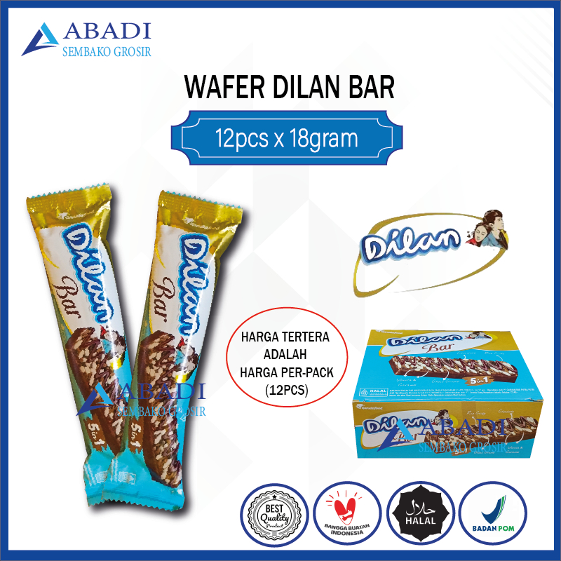 Jual Wafer Dilan Bar 5in1 Chocolate Cokelat Coklat 1 box 12 pcs 18 gram ...