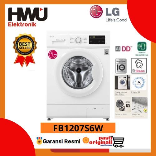 Jual LG FB1207S6W Mesin Cuci 7KG Front Loading AI Direct Drive & Steam ...