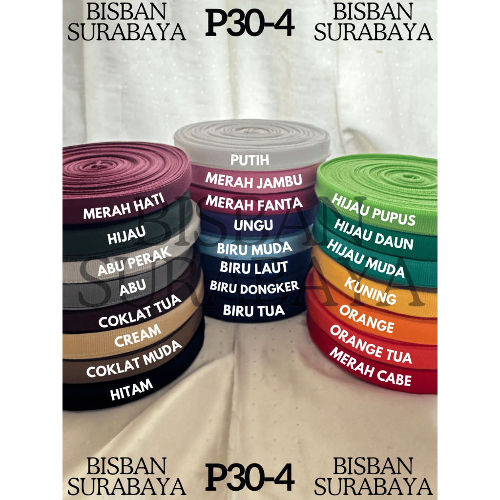 Jual (PER ROLL) WEBBING BISBAN 1,5CM PELIPIT DOMPET LEBAR 1,5 CM ...