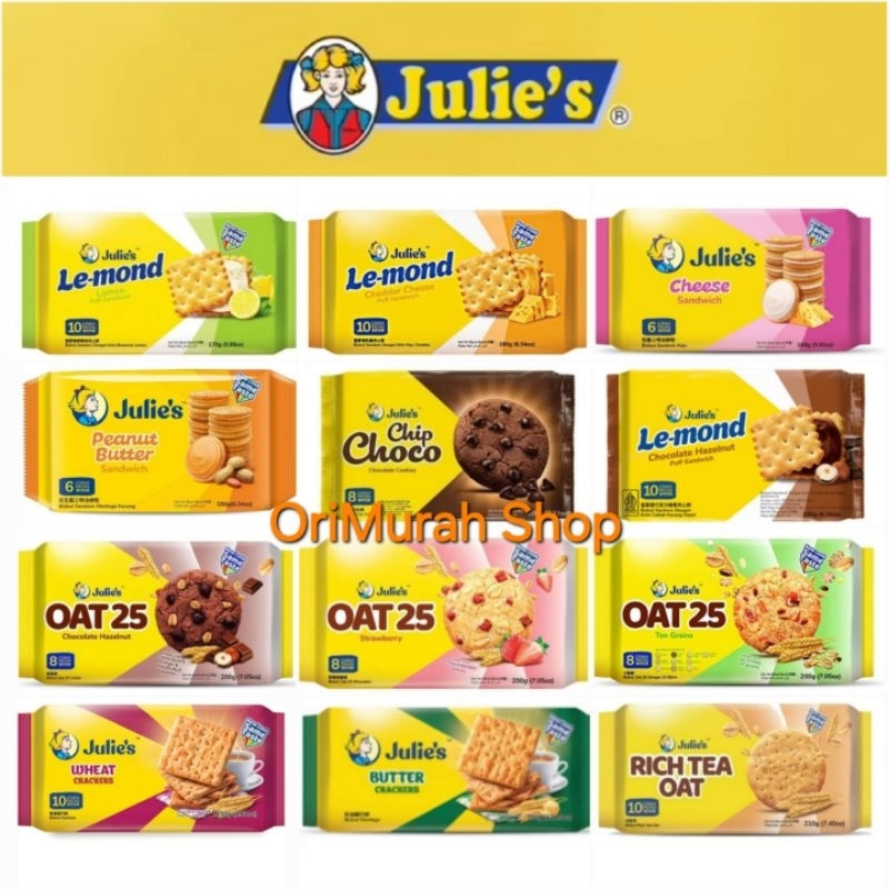 Jual Julies Biskuit Lemond Cheddar Cheese Lemon Peanut Butter Choco ...