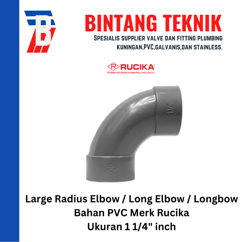 Jual Large Radius Elbow (Long Elbow) 1 1/4" inch PVC Rucika D (Tipis) | Shopee Indonesia