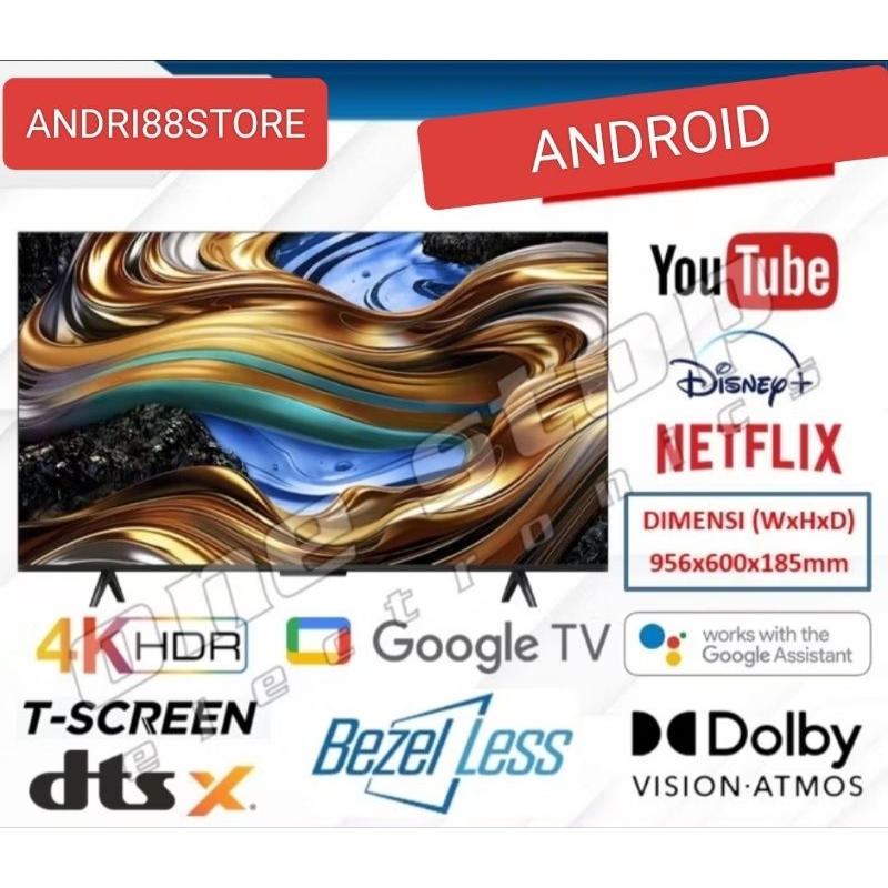 Jual TCL TV LED 43 INCH ANDROID GOOGLE TV 4K UHD DOLBY VISION & ATMOS HDR 10+ | Shopee Indonesia