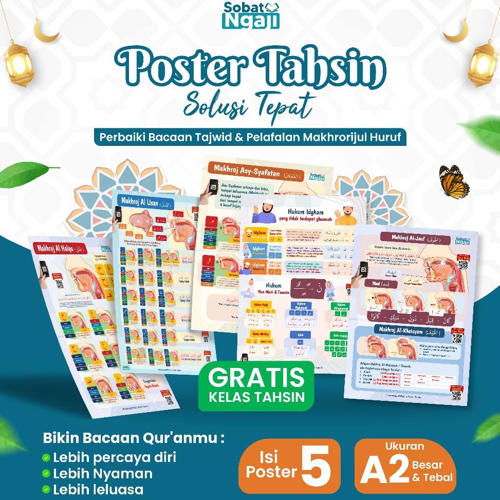 Jual KODE K45C POSTER TAJWID POSTER DINDING EDUKASI TAJWID Ukuran Besar ...