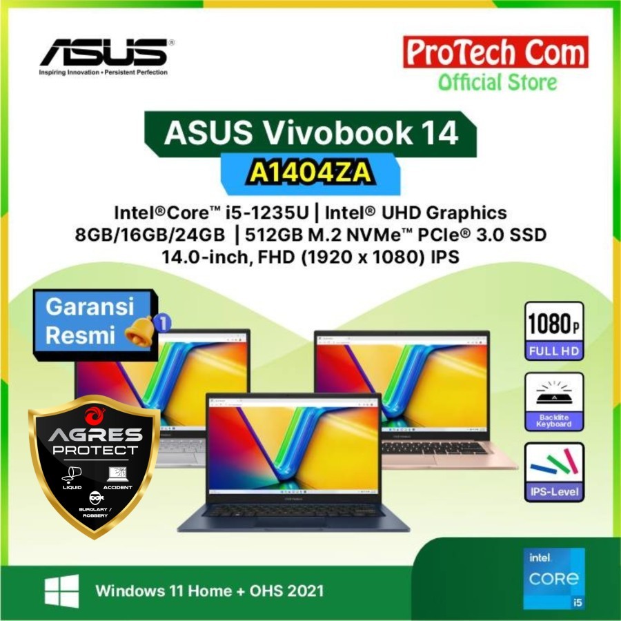 Jual ASUS VIVOBOOK 14 A1404ZA I5 1235 8GB 512GB W11+OHS 14.0FHD VIPS ...