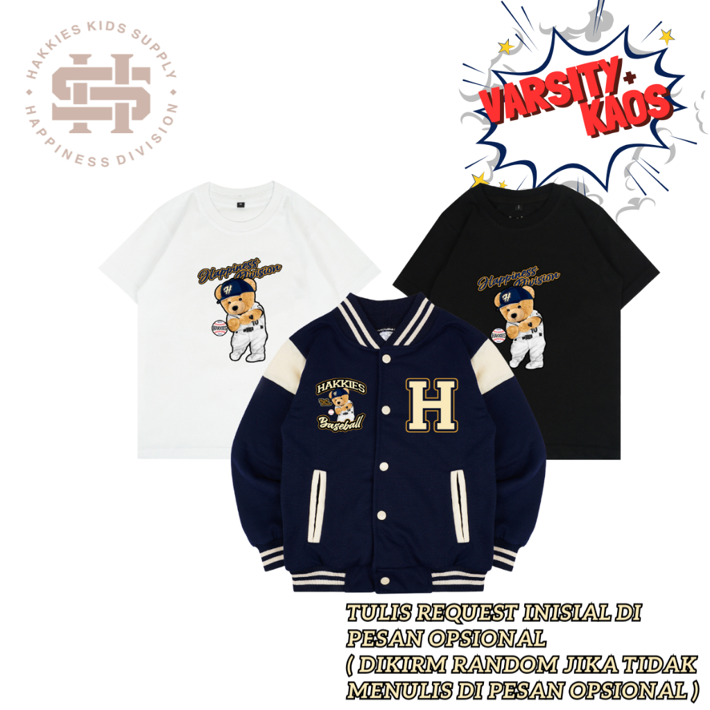 Jual HAKKIES Varsity Jacket Baseball Beruang Anak Inisial A-Z Laki Laki ...