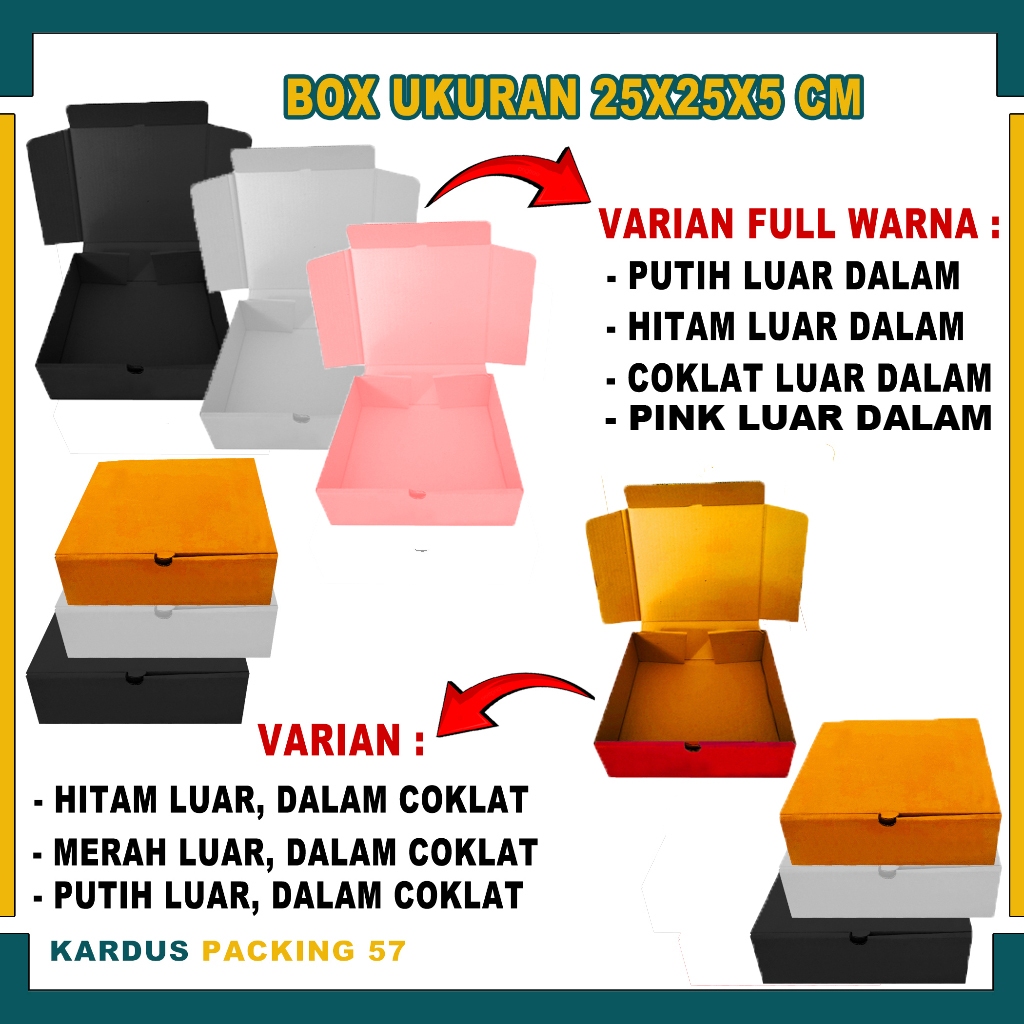 Jual Box 25x25x5 cm / Box Lipat Depan / Kardus Polos / Box Kue Kering ...