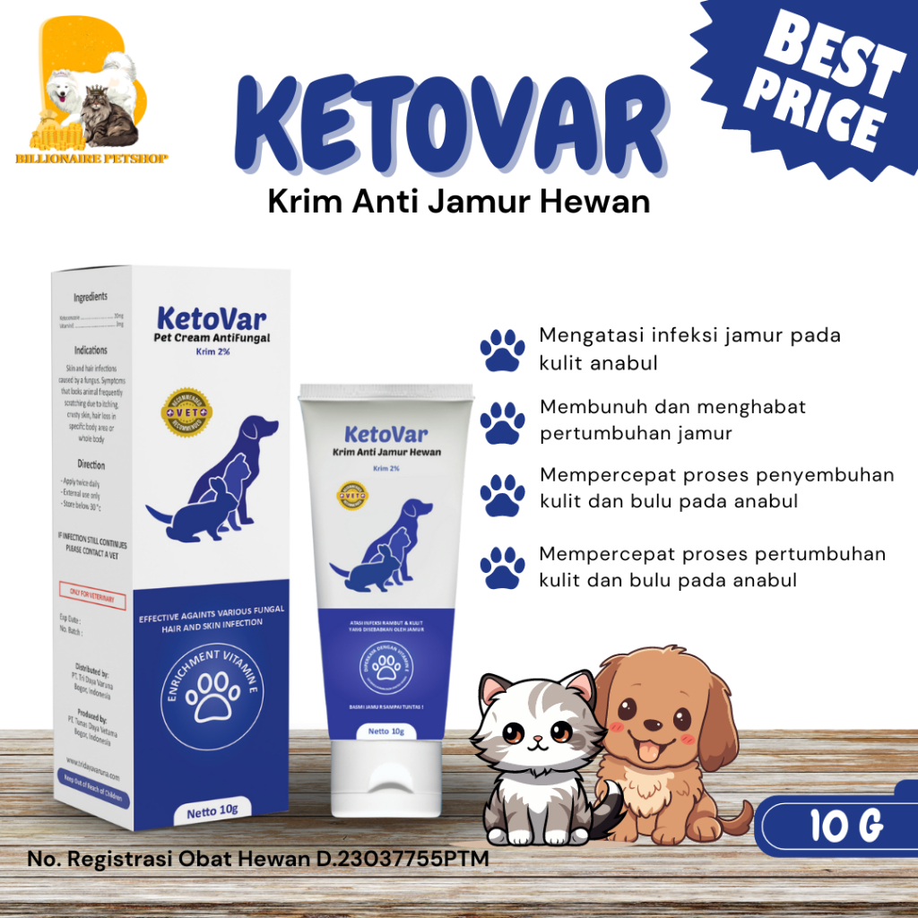 Jual Ketovar Obat Anti Jamur Hewan Kucing Anjing Kelinci Salep Krim ...