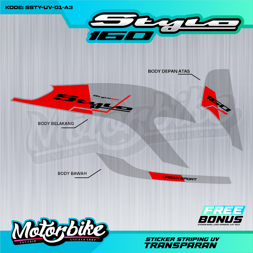 Jual STRIPING UV TRANSPARAN CUSTOM MOTOR HONDA STYLO 160 MOTIF MALAY ...