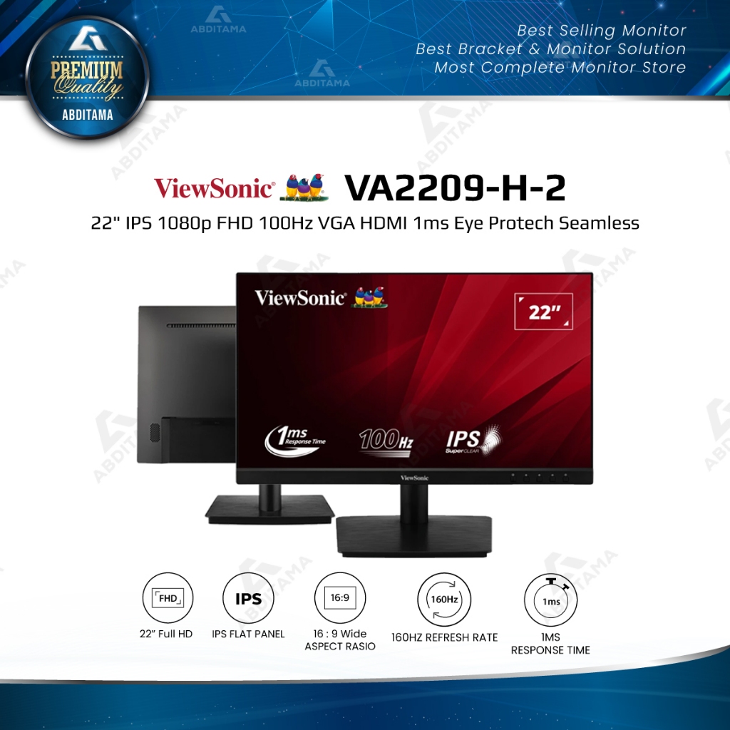 Jual Monitor LED Viewsonic VA2209-H-2 22" IPS 1080p FHD 100Hz VGA HDMI ...