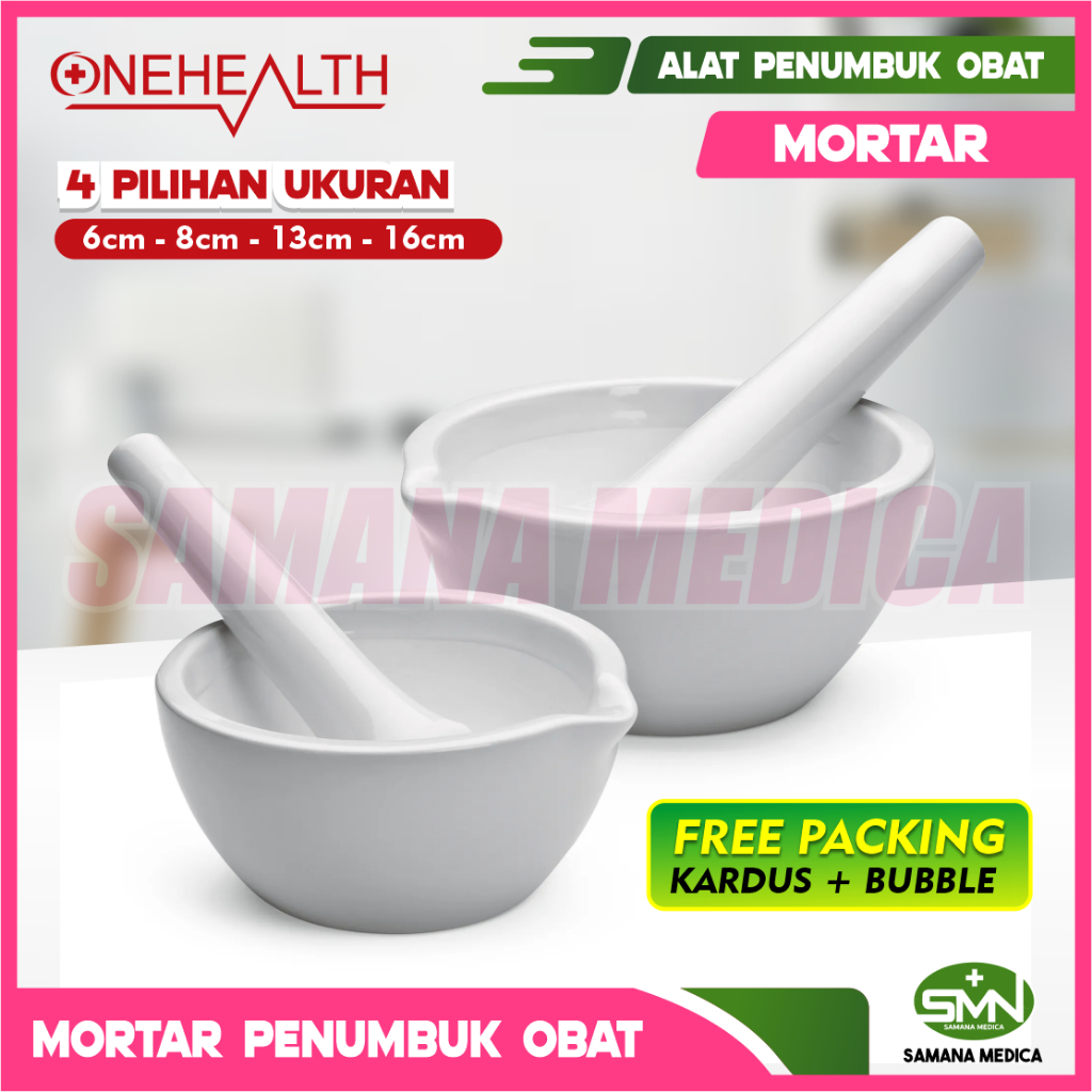 Jual Alat Penumbuk Obat ONEHEALTH Mortar Ukuran Diameter 6 - 8 - 13 ...