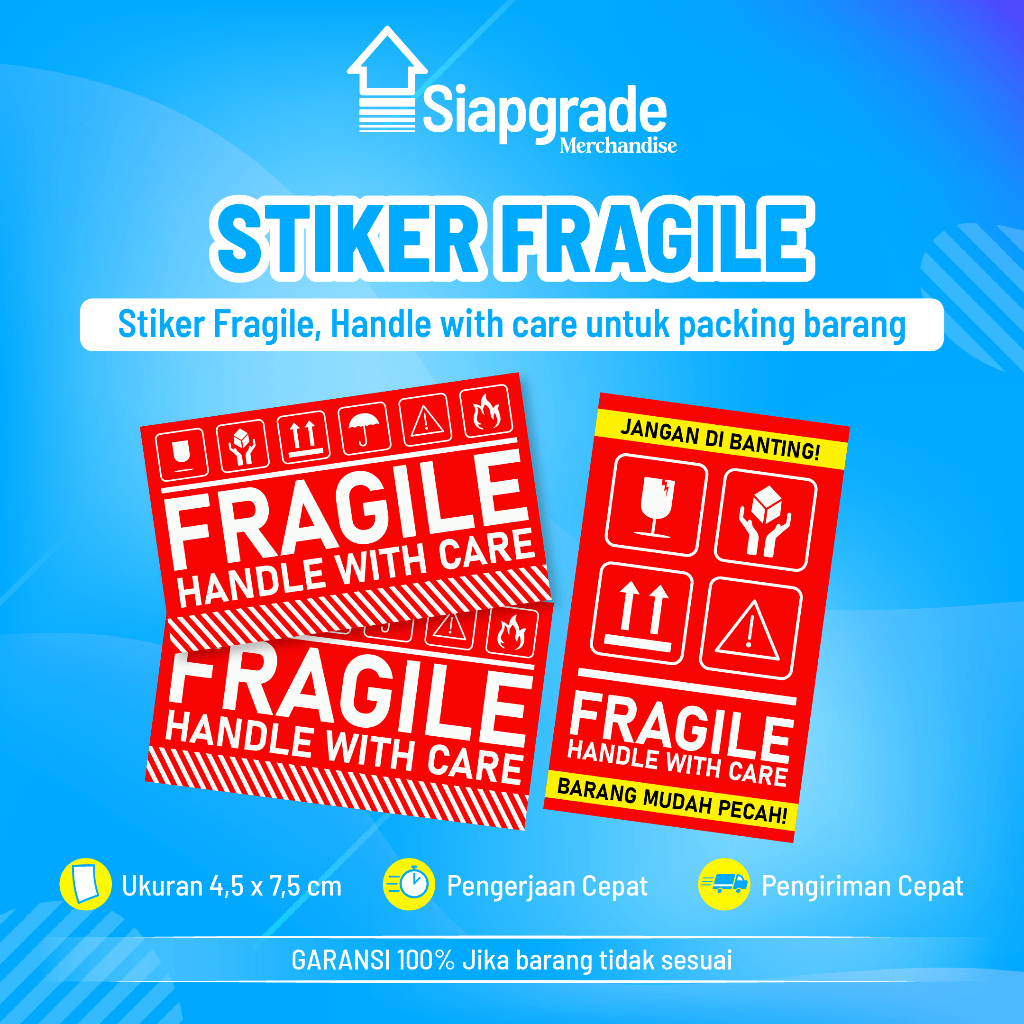 Jual Stiker Fragile | Stiker Handle with care Custom | Shopee Indonesia