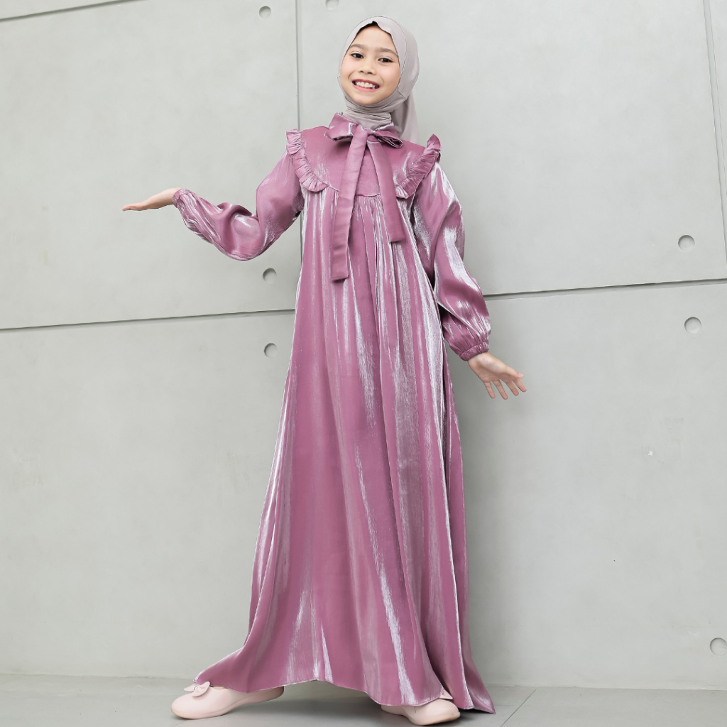 Jual Dera Kids Zivana Long Dress Bahan Katun Shimmer Silk Umur Usia 3 4 ...