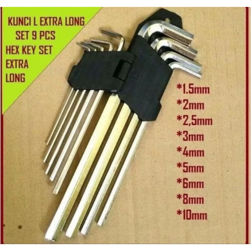 Jual kunci L satu set model panjang kunci L satu set 9pcs | Shopee ...