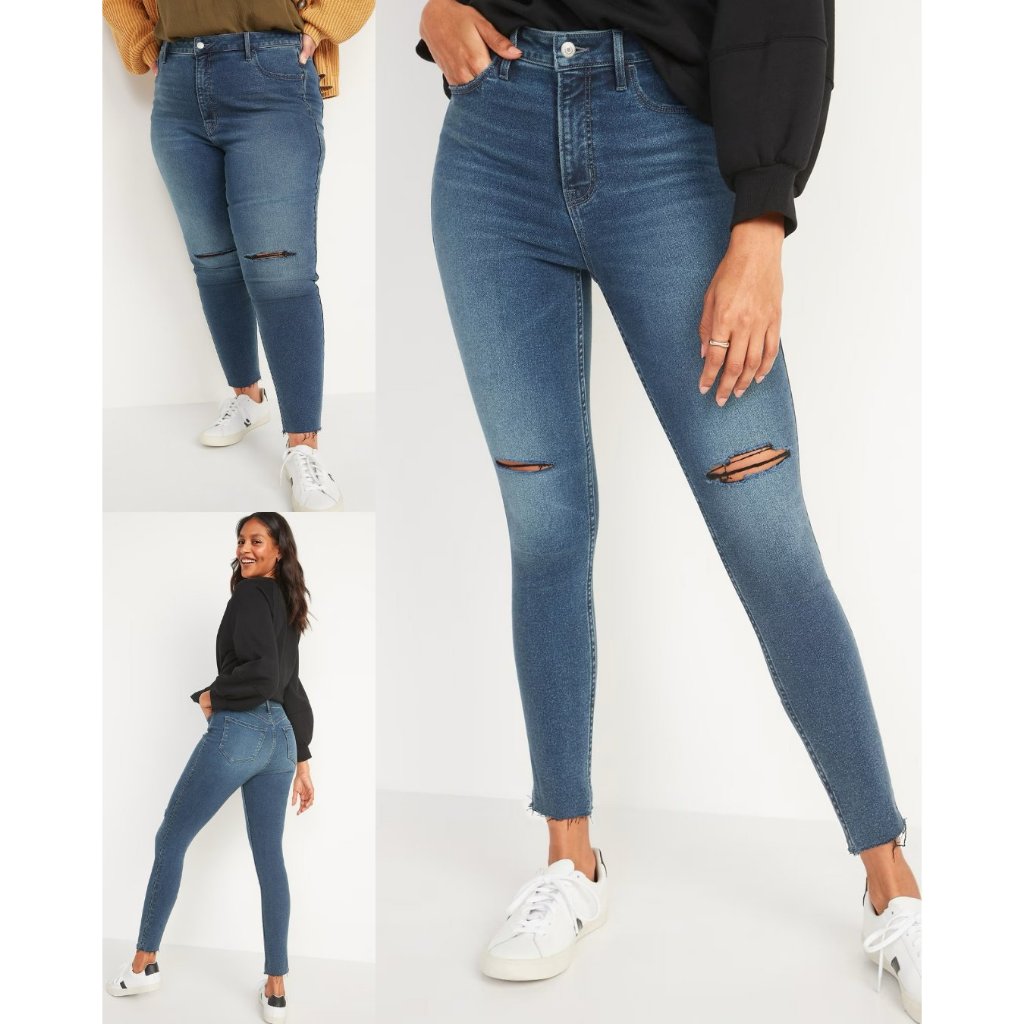 Jual OLN Extra High-Waisted Rockstar Stretch Super-Skinny Ripped Ankle ...