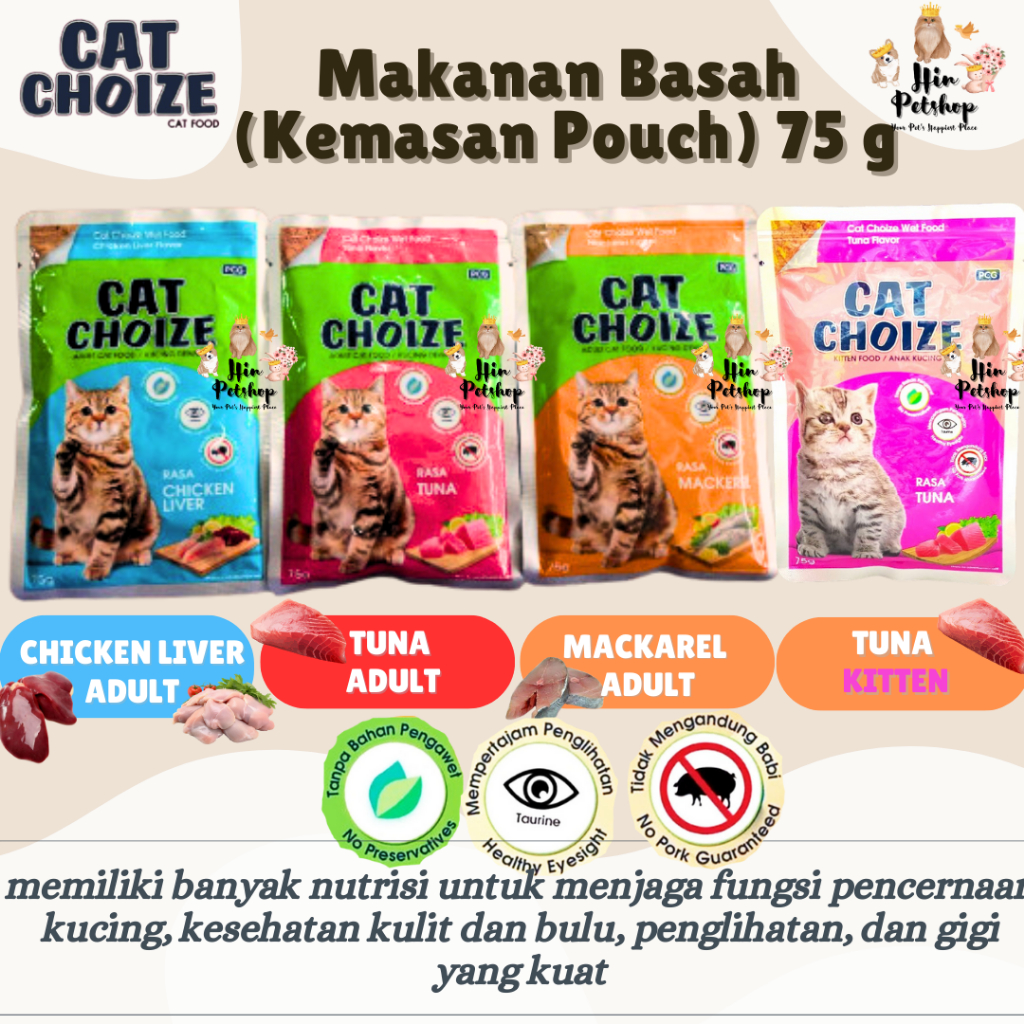 Jual Cat Choize pouch / Sachet 75gr wetfood makanan basah kucing adult ...