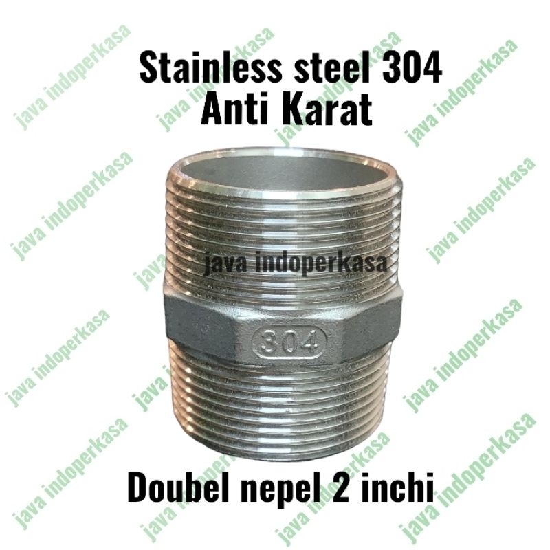 Jual double neple 2 inch stainless steel sus ss 304 anti karat dobel ...