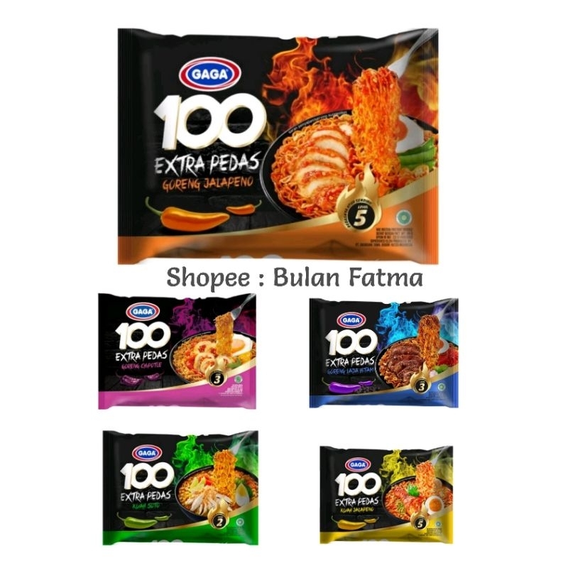 Jual GAGA 100 Extra Pedas Mie Instan Goreng Jalapeno, Goreng Lada Hitam ...