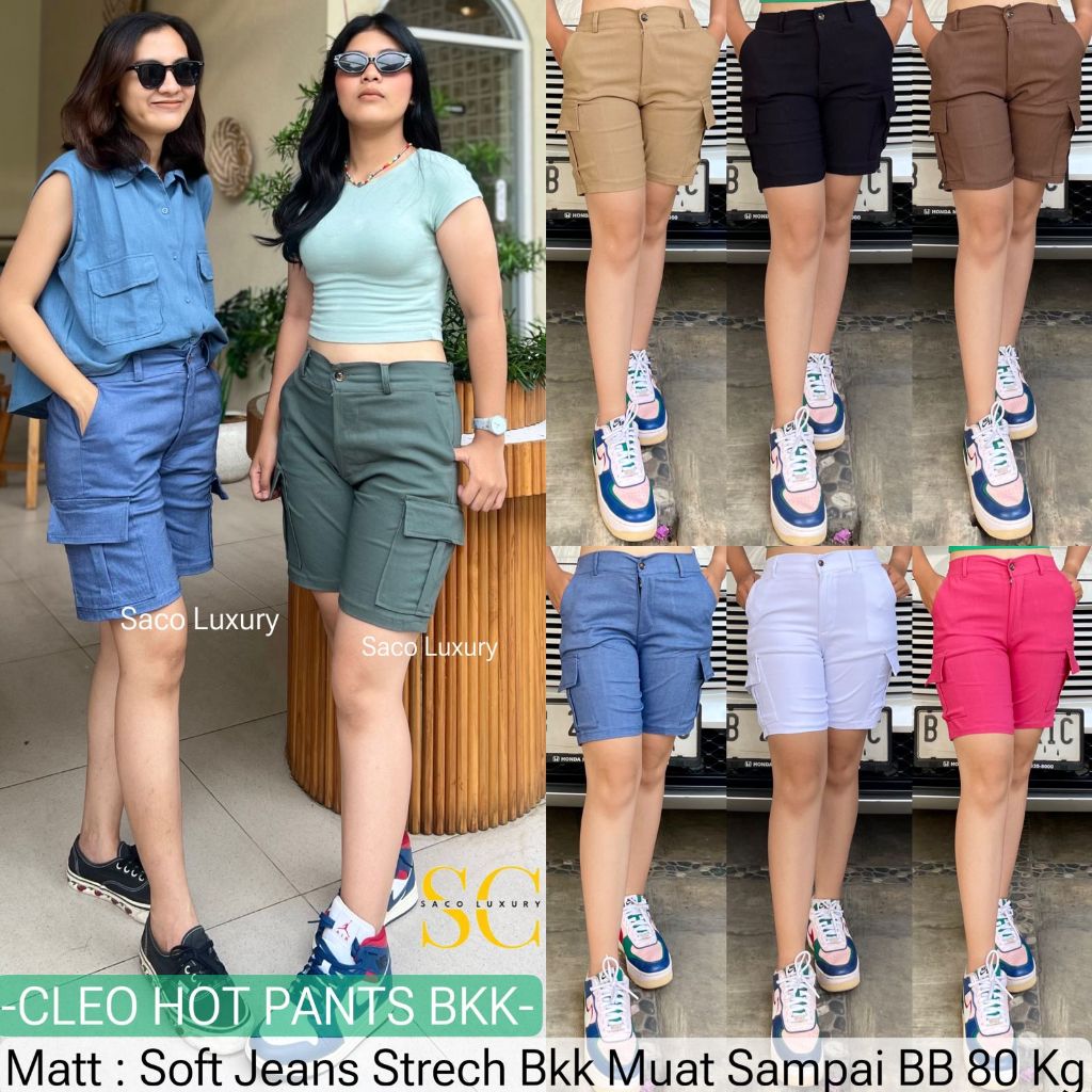 Jual Cleo Pants /HotPants Cargo Model pinggang Kancing karet | Shopee ...