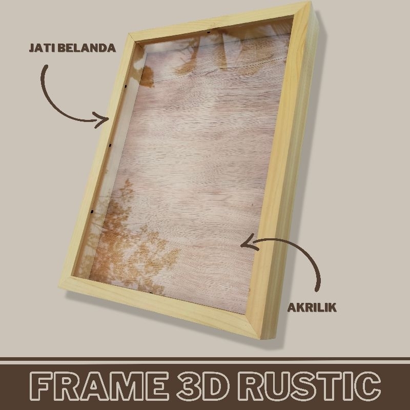 Jual Frame Bingkai Pigura 3D Kayu Rustic Jati Belanda Pine Wood Pinus ...