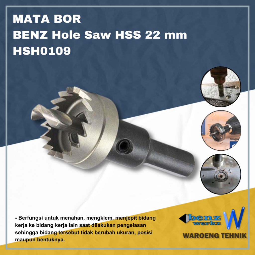 Jual Mata Bor BENZ Holesaw HSS 22mm Mata Bor Plong Kayu Plong Besi ...