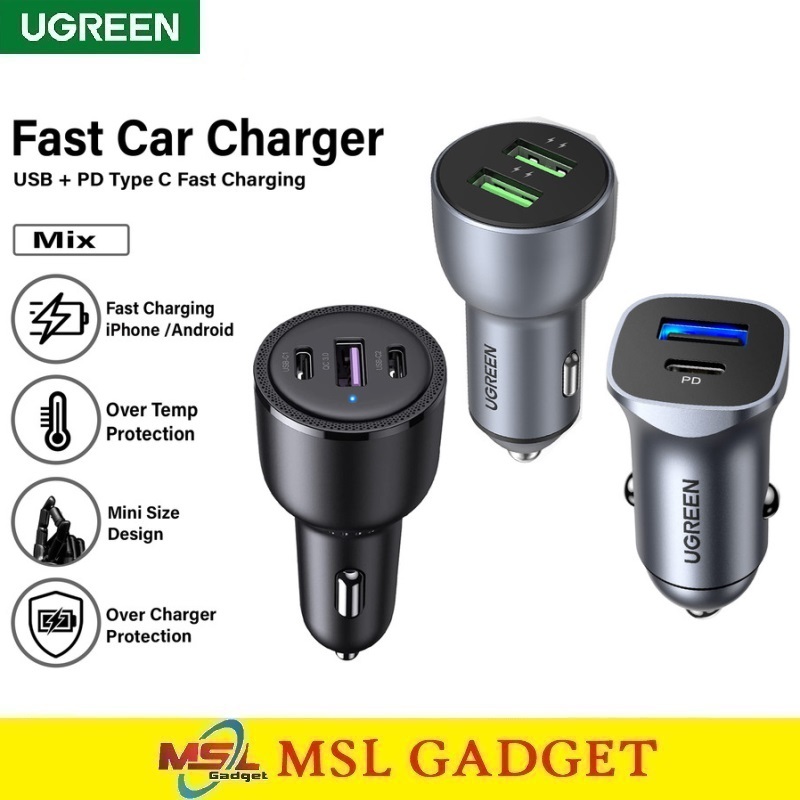 Jual UGREEN Car Charger Mobil Multi Port USB Type C PD Super Fast ...