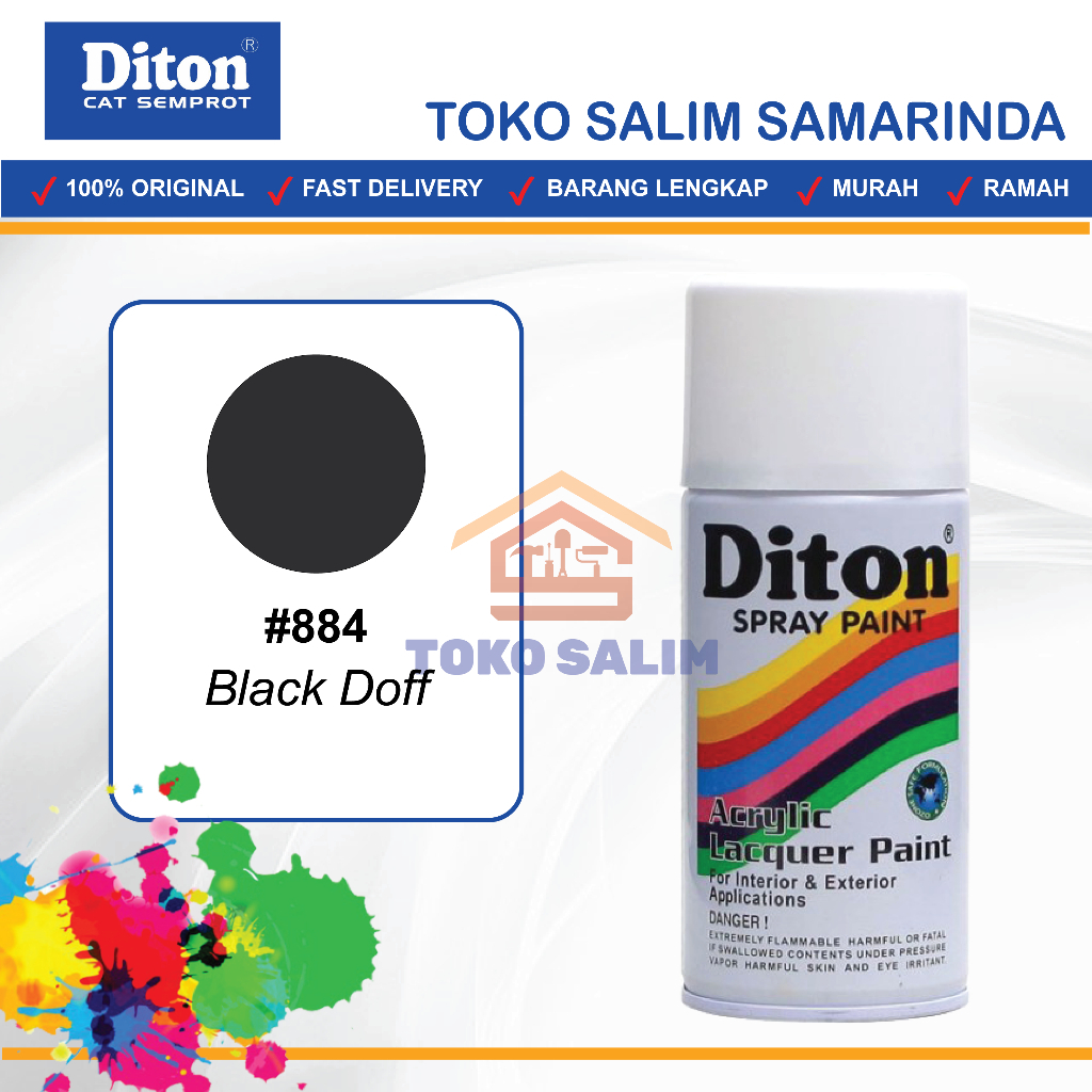Jual Cat Semprot / Pilox Diton Black Doff ( Hitam Buram) / Black Matte ...
